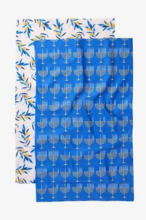 GEOMETRY Kitchen Tea Towel Set Hanukkah Menorah