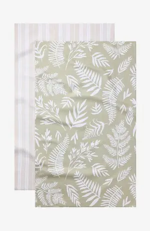 GEOMETRY Kitchen Tea Towel Set Olive Fern