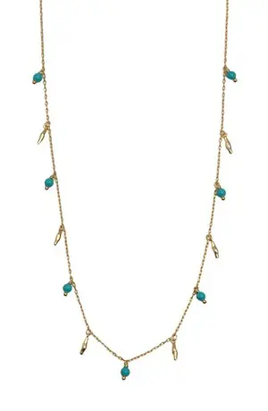 Argento Vivo Shaky Molten Turquoise Station Necklace - Gold