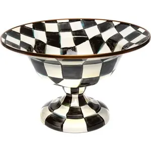 MACKENZIE-CHILDS Courtly Check Enamel Compote - Black/ White
