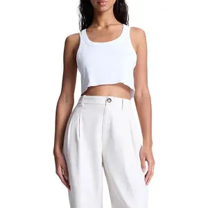 Women's White Crop Top Tank Camis Tanks