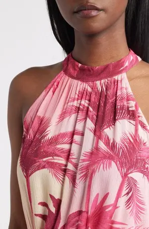 LIPSY Palm Tree Print Halter Jumpsuit