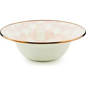 MACKENZIE-CHILDS Rosy Check Enameled Steel Serving Bowl Pink/ White