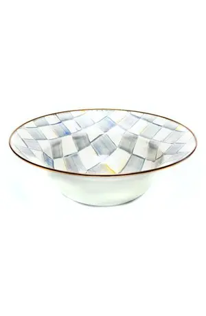 MACKENZIE-CHILDS Sterling Check Enameled Steel Serving Bowl - Grey/ White