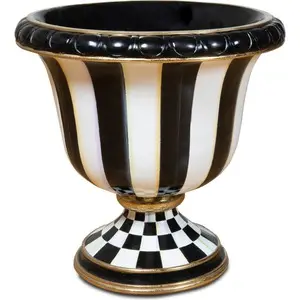 MACKENZIE-CHILDS Courtly Stripe Urn - Black/ White