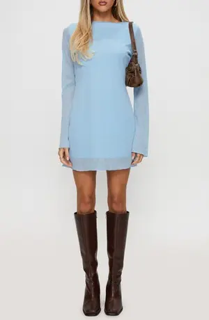 Princess Polly Drape Back Long Sleeve Knit Minidress