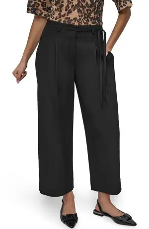 Dkny Tie Front Twill Pants - Black