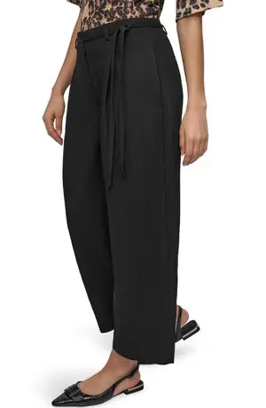 Dkny Tie Front Twill Pants - Black