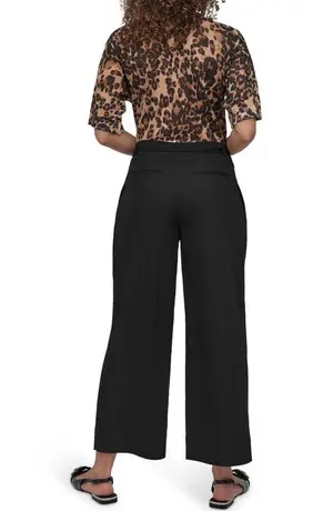 Dkny Tie Front Twill Pants - Black