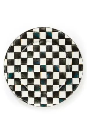 MACKENZIE-CHILDS Courtly Check Enamel Serving Plate - Black/ White
