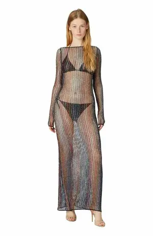 Missoni Long Cover-up In Mesh With Open Back - Multicoloured