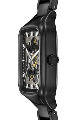 RADO True Square Skeleton Automatic Rubber Strap Watch