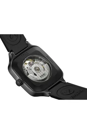 RADO True Square Skeleton Automatic Rubber Strap Watch