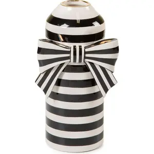 MACKENZIE-CHILDS Courtly Bow Vase - Black/ White