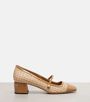 JIMMY CHOO Elisa 45 Raffia-effect Mary Jane Pumps