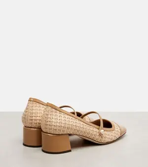 JIMMY CHOO Elisa 45 Raffia-effect Mary Jane Pumps