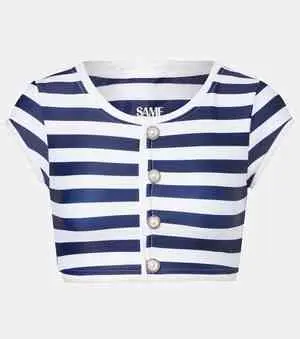 SAME Grace Striped Bikini Top - Blue
