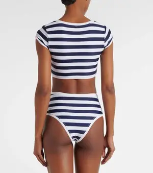 SAME Grace Striped Bikini Top - Blue
