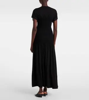 TOTEME Pleated Jersey Maxi Dress - Black