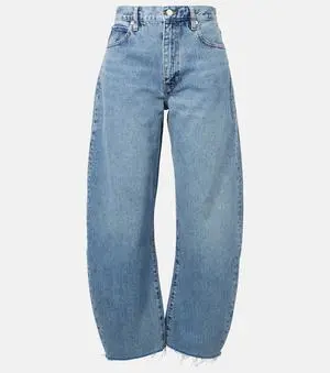 FRAME Bubble Crop High-rise Barrel-leg Jeans - Blue