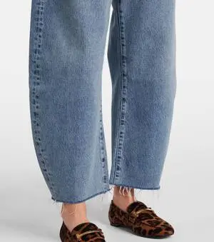 FRAME Bubble Crop High-rise Barrel-leg Jeans - Blue