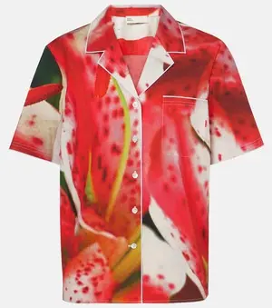 Tory Burch Printed Cotton-blend Twill Shirt - Multicoloured