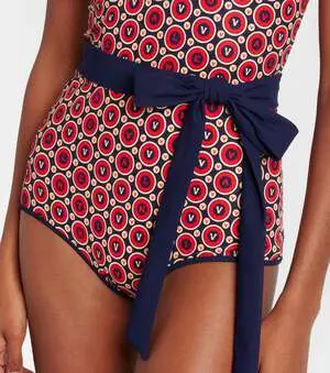 Valentino Garavani Printed Belted One-piece Swimsuit