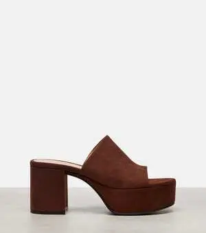 GIANVITO ROSSI Suede Platform Mules - Brown