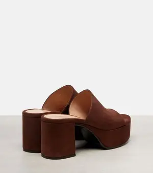 GIANVITO ROSSI Suede Platform Mules - Brown