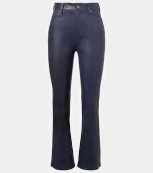 FRAME Reboot Crop Leather Bootcut Pants