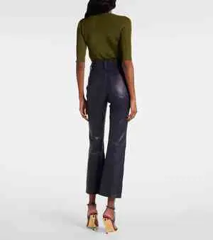 FRAME Reboot Crop Leather Bootcut Pants