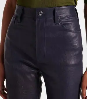 FRAME Reboot Crop Leather Bootcut Pants