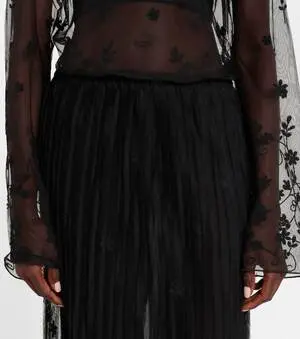 TOTEME Embroidered Plisse Tulle Midi Skirt