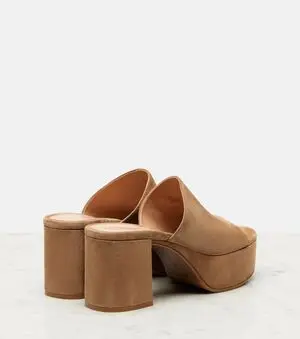 GIANVITO ROSSI Suede Platform Mules - Brown