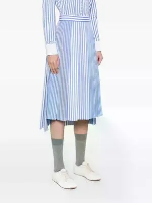 Thom Browne Pleated Striped Midi Skirt