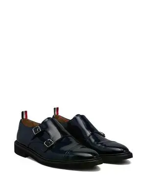 Thom Browne Soft Spazzolato Oxford Double Monk Strap Shoes - Blue