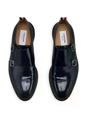 Thom Browne Soft Spazzolato Oxford Double Monk Strap Shoes - Blue