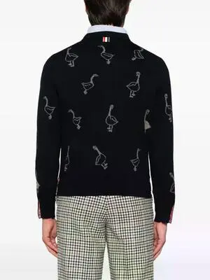 Thom Browne Pattern-intarsia Virgin Wool Sweater