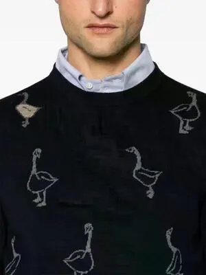 Thom Browne Pattern-intarsia Virgin Wool Sweater