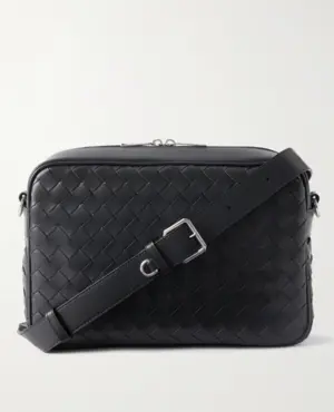Bottega Veneta Intrecciato Leather Camera Bag - Black