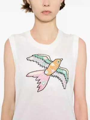 Mira Mikati Embroidered Bird Motif Sleeveless Top