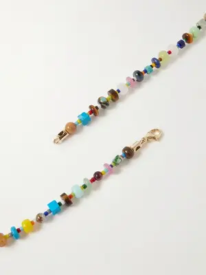 Luis Morais 14-karat Gold Agate And Diamond Beaded Necklace