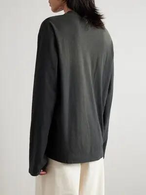 Acne Studios Edden U 1996 Logo-print Distressed Cotton And Hemp-blend T-shirt