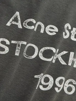 Acne Studios Edden U 1996 Logo-print Distressed Cotton And Hemp-blend T-shirt