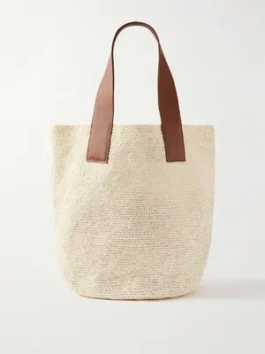 SENSI STUDIO El Viajero Maxi Textured Leather-trimmed Straw Tote - Neutrals