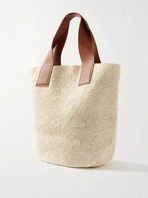 SENSI STUDIO El Viajero Maxi Textured Leather-trimmed Straw Tote - Neutrals