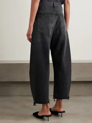FRAME The Bubble Cropped High-rise Jeans - Black