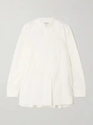 Bottega Veneta Paneled Cotton-blend Shirt - Neutrals