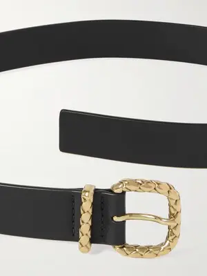 Bottega Veneta Etched Buckle Leather Belt