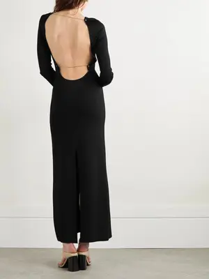 open back chain dress Chain Embellished Backless Mini Dress In BLACK